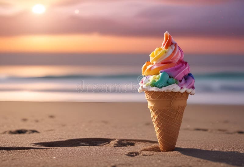 Colorful Rainbow Ice Cream Sunset Backdrop Stock Photo - Image of ...