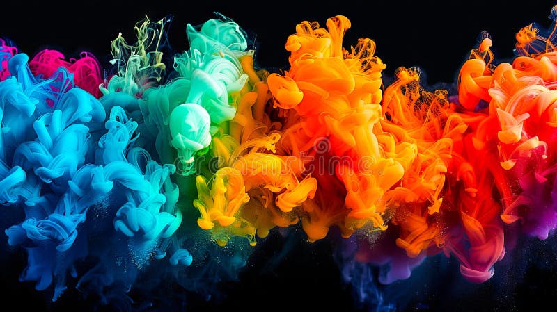 A Colorful Rainbow of Ink on Black Background Stock Photo - Image of ...