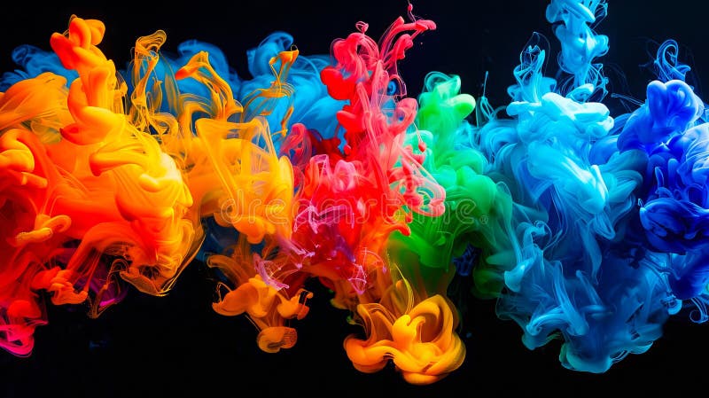 A Colorful Rainbow of Ink in Water Stock Image - Image of swirl, smoke ...