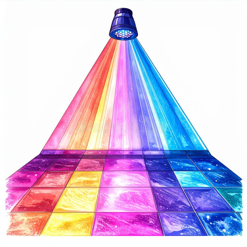 Colorful Rainbow Light Beam on Dance Floor Stock Illustration ...