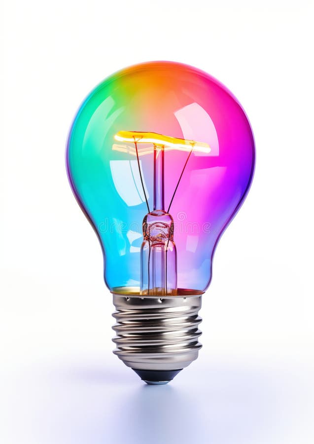 Colorful Rainbow Light Bulb on White Background Stock Illustration ...