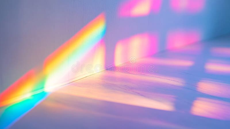 Colorful Rainbow Light Refraction on White Wall Stock Illustration ...