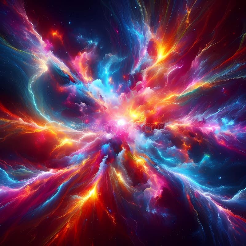 Colorful Rainbow Lightning Explosion in Space. Stock Illustration ...