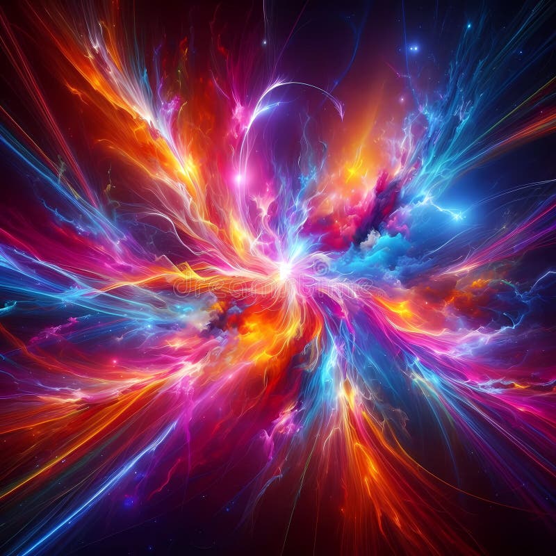 Colorful Rainbow Lightning Explosion in Space. Stock Illustration ...