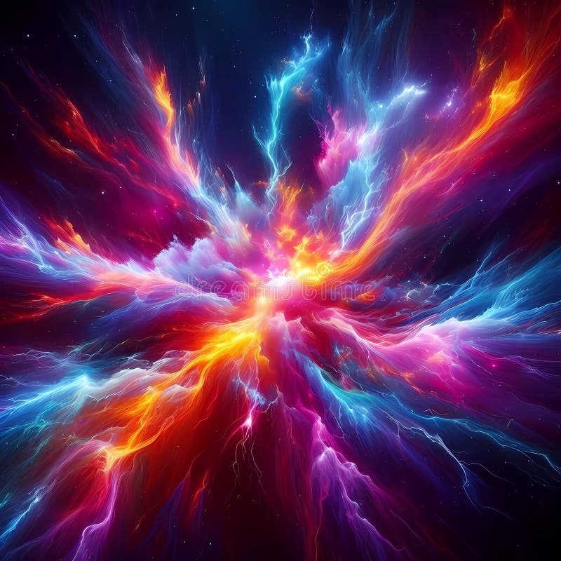 Colorful Rainbow Lightning Explosion in Space. Stock Illustration ...