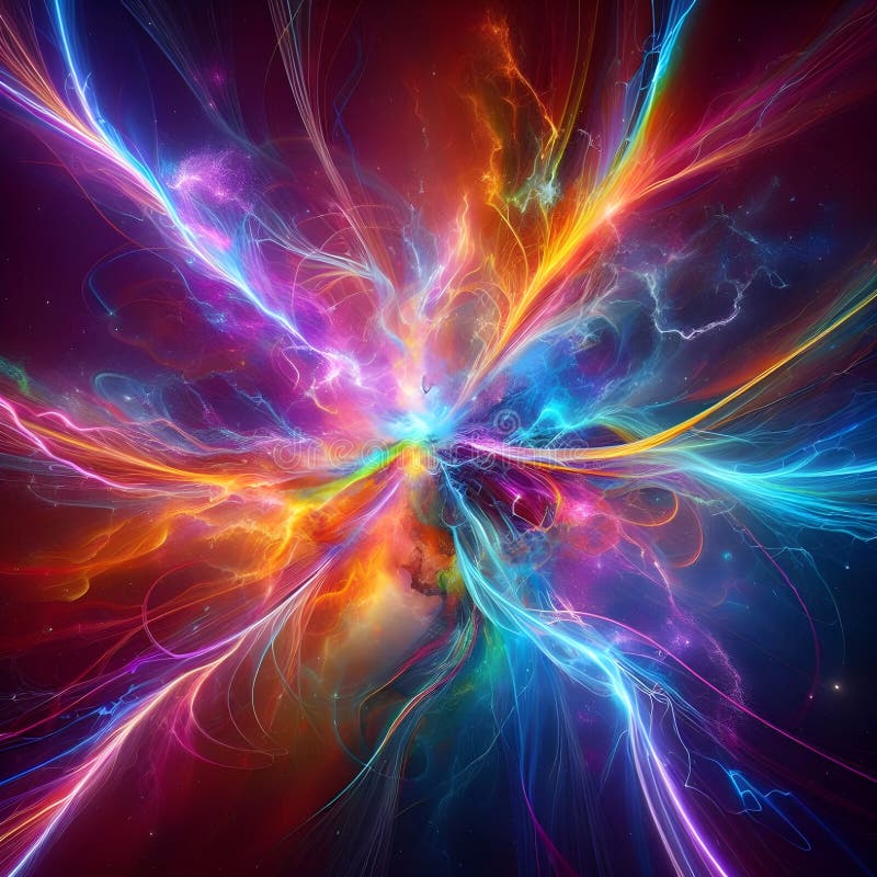 Colorful Rainbow Lightning Explosion in Space. Stock Illustration ...