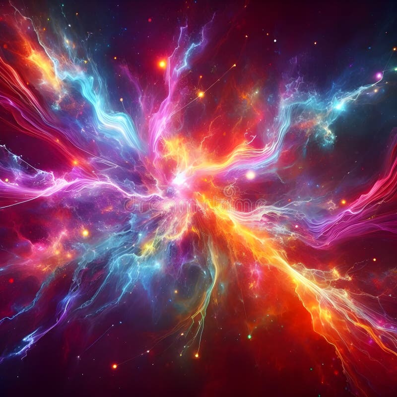 Colorful Rainbow Lightning Explosion in Space. Stock Illustration ...