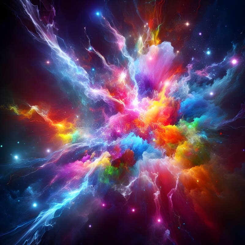 Colorful Rainbow Lightning Explosion in Space. Stock Illustration ...