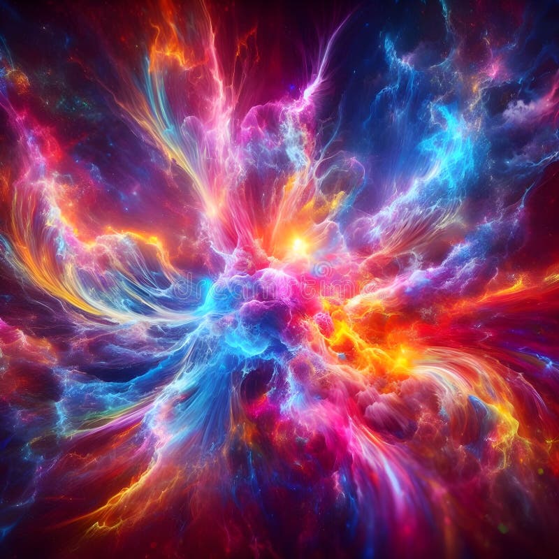 Colorful Rainbow Lightning Explosion in Space. Stock Illustration ...