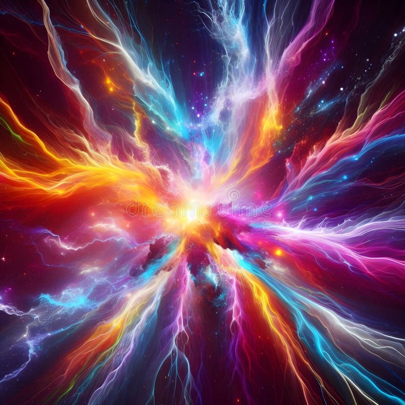 Colorful Rainbow Lightning Explosion in Space. Stock Illustration ...