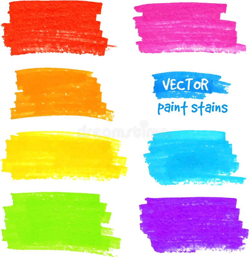 Colorful Rainbow Marker Vector Paint Stains Stock Vector - Illustration ...