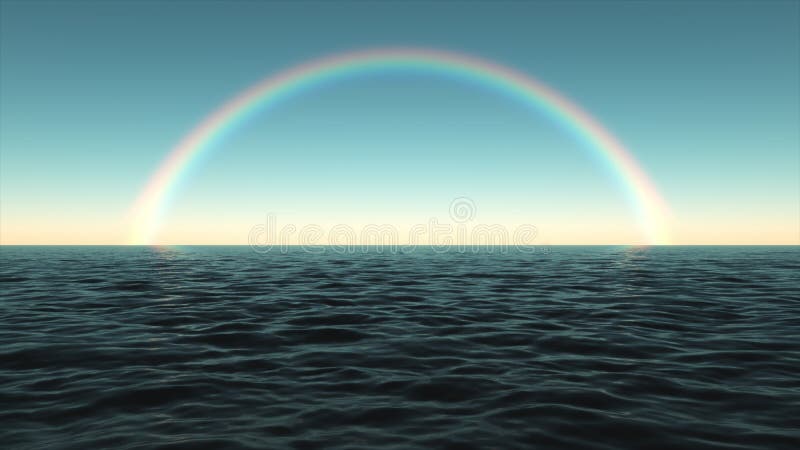 Colorful Rainbow Over the Sea in the Afternoon Stock Illustration ...