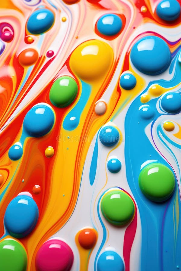 Colorful Rainbow Paint Drops and Bubbles As Pattern. Generative AI ...