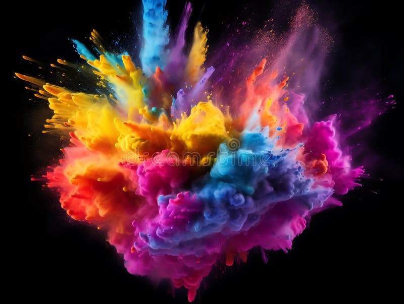 Colorful Rainbow Paint Splash, Color Powder Explosion.. Ai Generative ...