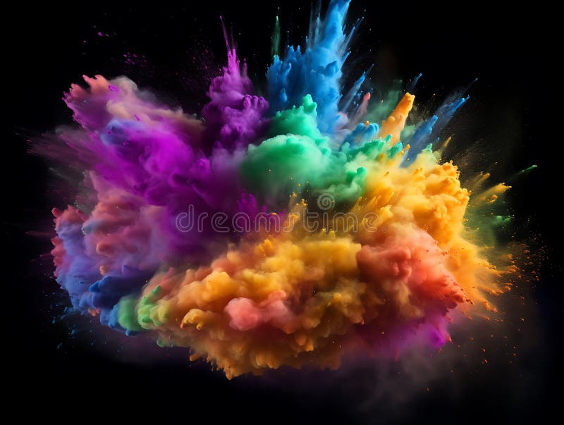 Colorful Rainbow Paint Splash, Color Powder Explosion.. Ai Generative ...