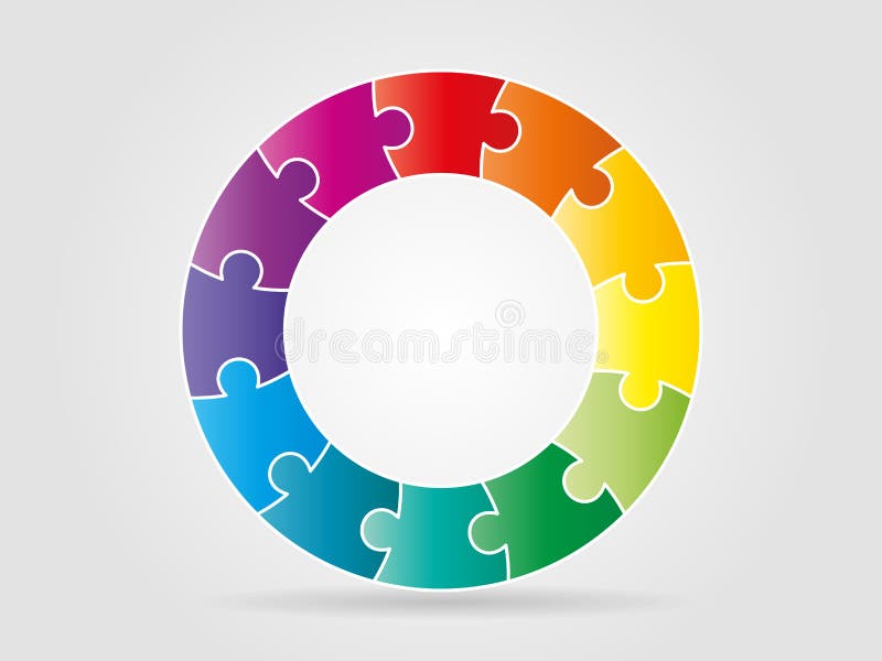 Colorful Rainbow Puzzle Pieces Forming a Circle Stock Vector ...