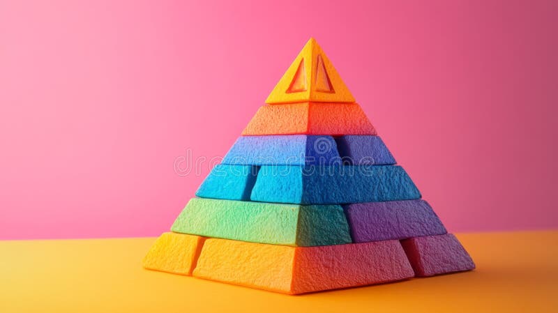 Colorful Rainbow Pyramid Blocks on Gradient Background Stock Photo ...