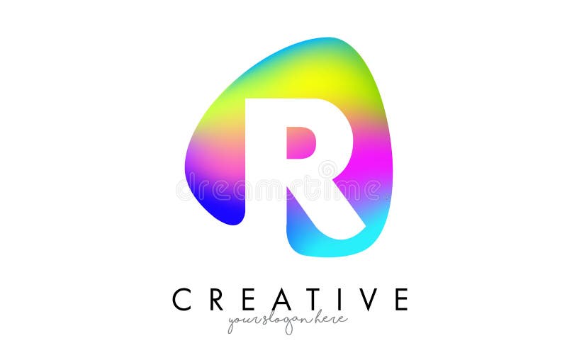 Colorful Rainbow R Letter Logo Design with Oval Shape Stock Vector ...