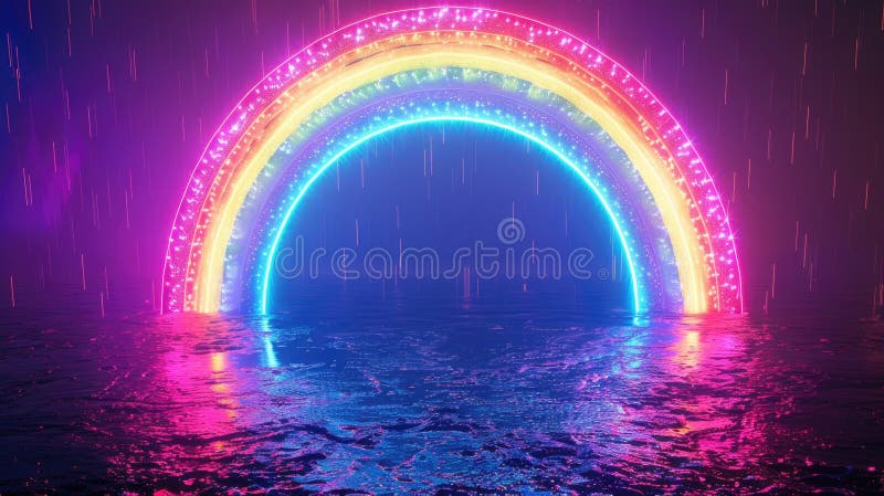 Colorful Rainbow Reflected in Calm Water, Suitable for Nature ...