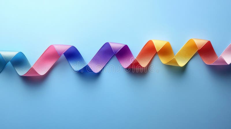 Colorful Rainbow Ribbon Spiral on Light Blue Background Stock ...