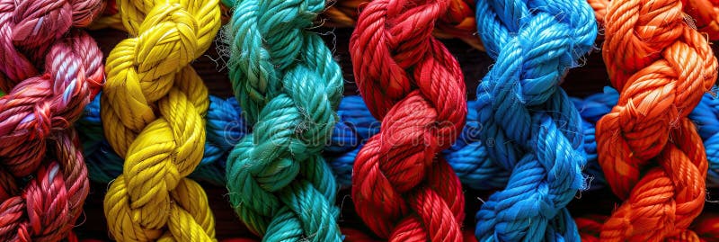 Colorful Rainbow Rope Closeup Stock Illustration - Illustration of ...
