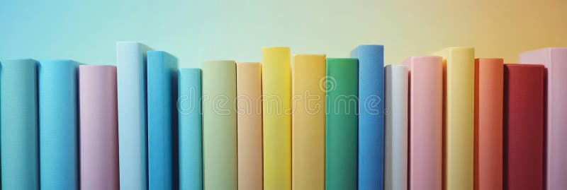 Colorful Rainbow Row of Books on a Shelf with Gradient Background Stock ...