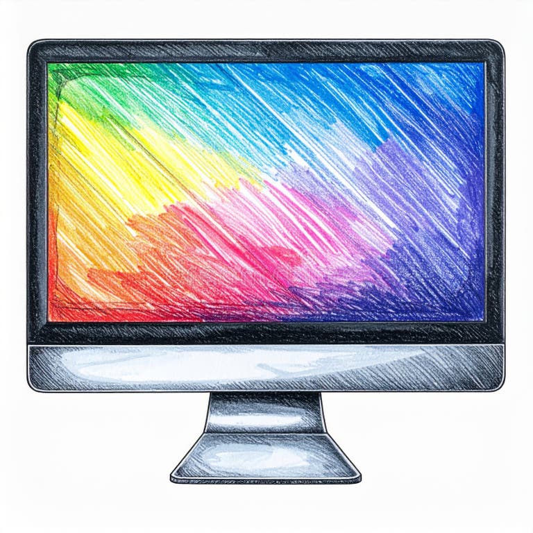 Colorful Rainbow Spectrum on Computer Screen Stock Illustration ...