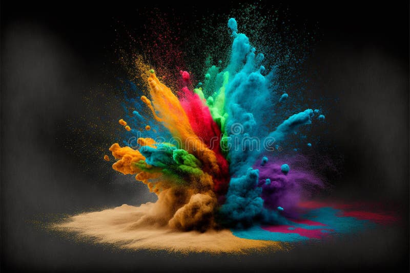 Colorful Rainbow Splash Concept with Colored Powder or Paint. AI ...