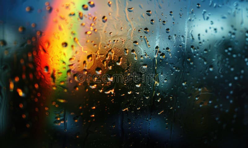 Colorful Rainbow after Spring Rain, Rainbow on Dark Cloudy Sky Stock ...