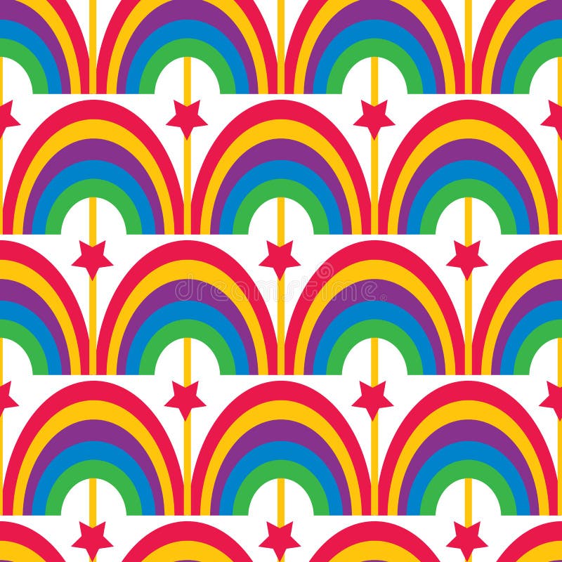 Colorful Rainbow and Star Pattern Vector Seamless Repeat Design Stock ...