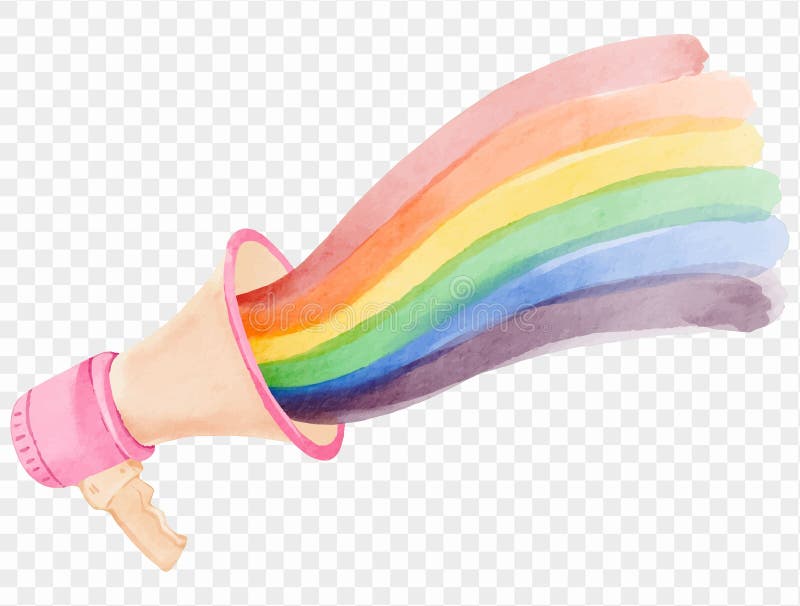 Colorful Rainbow Stream Flowing from a Pink Megaphone in Expressive ...