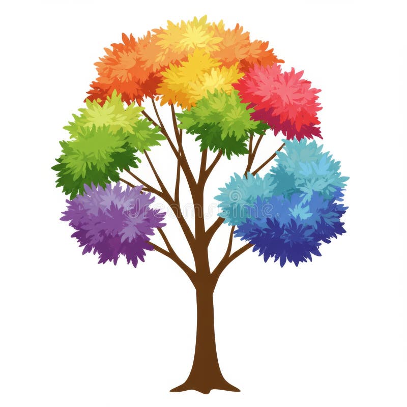 Colorful Rainbow Tree Illustration Stock Illustration - Illustration of ...