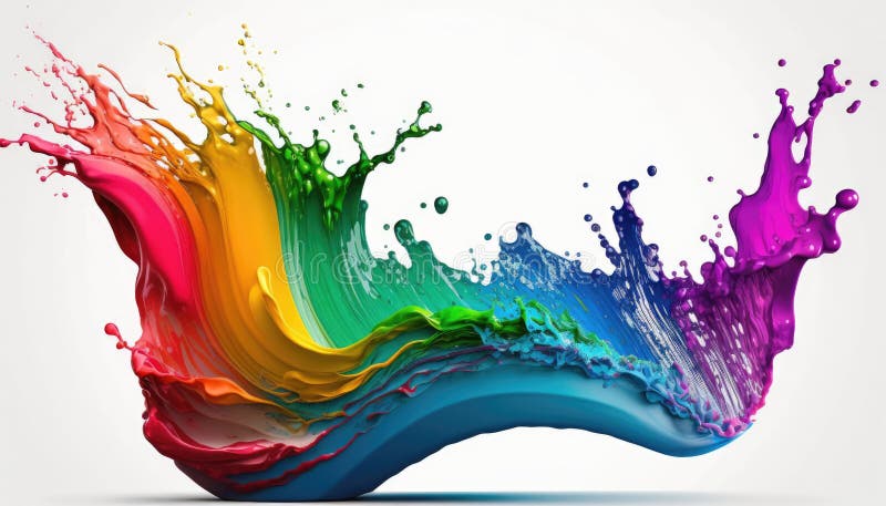 Colorful Rainbow Wave Paint Splash by Generative AI Stock Illustration ...