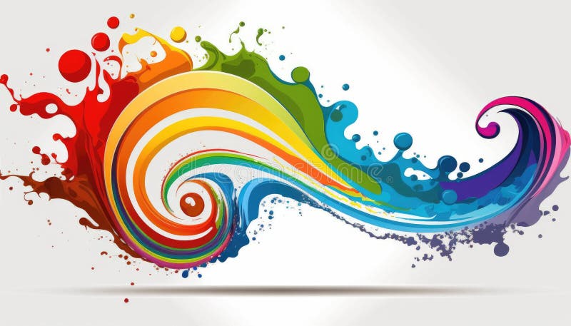 Colorful Rainbow Wave Paint Splash by Generative AI Stock Illustration ...