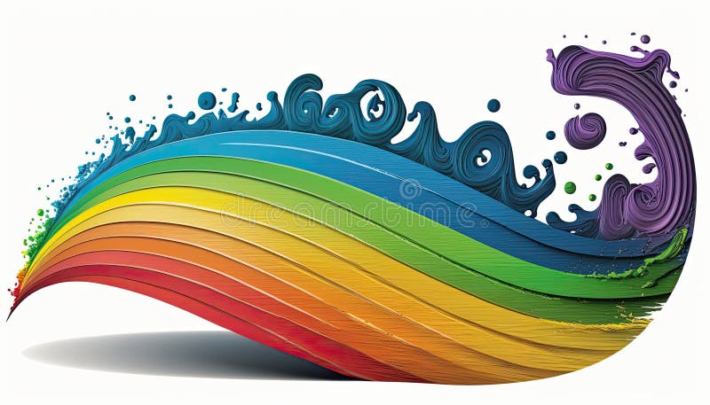 Colorful Rainbow Wave Paint Splash by Generative AI Stock Illustration ...