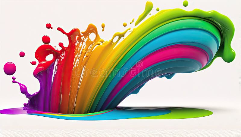 Colorful Rainbow Wave Paint Splash by Generative AI Stock Illustration ...