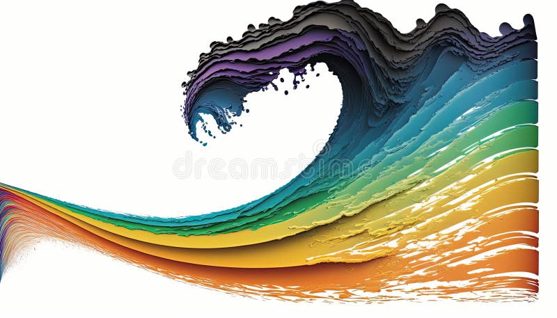 Colorful Rainbow Wave Paint Splash by Generative AI Stock Illustration ...