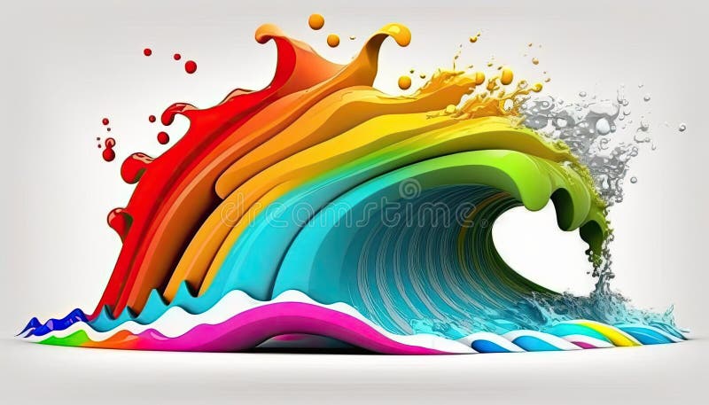 Colorful Rainbow Wave Paint Splash by Generative AI Stock Illustration ...
