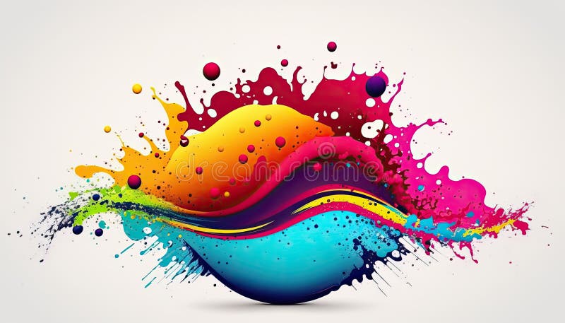 Colorful Rainbow Wave Paint Splash by Generative AI Stock Illustration ...