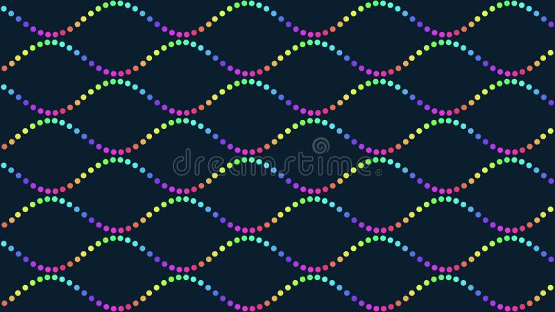 Colorful Rainbow Waves on Dark Background Seamless Pattern with Circles ...