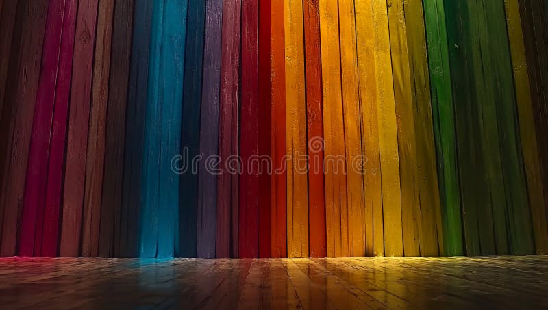 Colorful Rainbow Wooden Wall Floor Background Stock Illustration ...