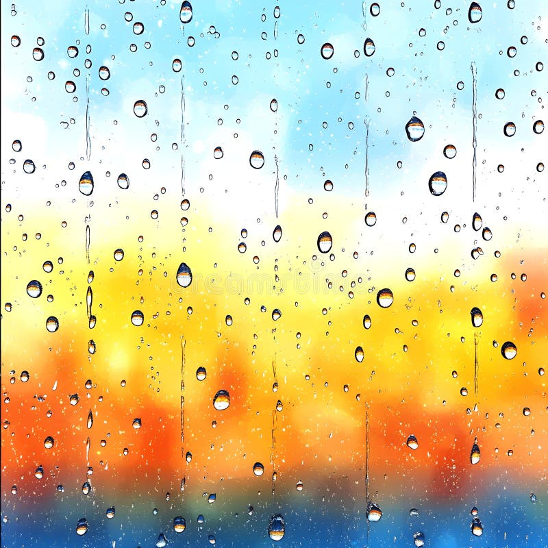 Colorful Raindrops on Glass Window Abstract Background Image Stock ...