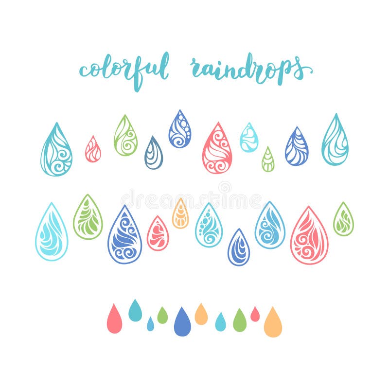 Colorful raindrops. stock vector. Illustration of drawn - 114759735