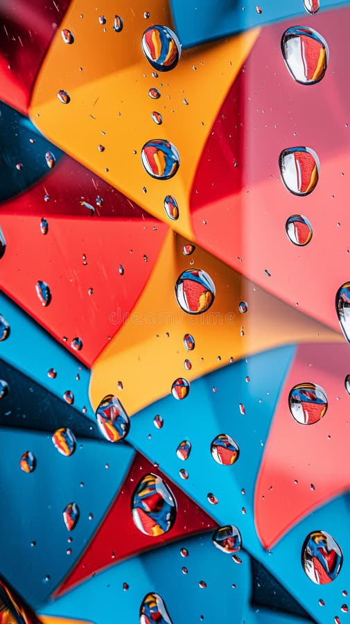 Colorful Raindrops on a Vibrant Patterned Surface Create Stunning ...