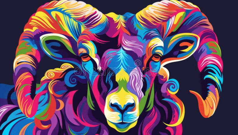A Colorful Ram with a Big Nose and a Big Eye by AI Generated Image ...