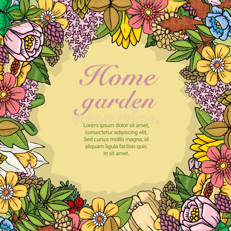 Colorful Random Flowers, Leafs and Plants Stock Vector - Illustration ...