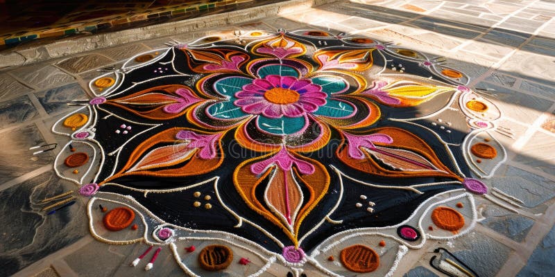 Colorful Rangoli Design stock photo. Image of festival - 375505428