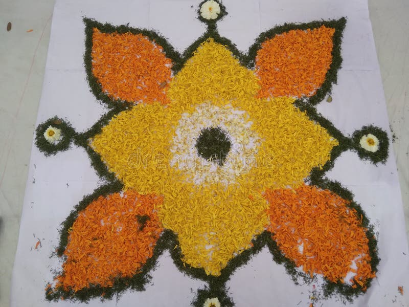 Colorful Rangoli Made of Flowers Stock Image - Image of rangoli ...
