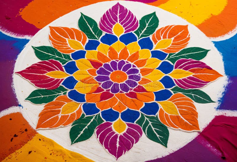Colorful Rangoli Pattern Design on a Wall Stock Illustration ...