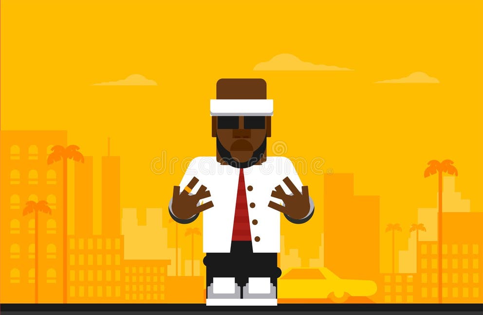 Colorful Rapper Flat Vector Stock Vector - Illustration of cartoon ...